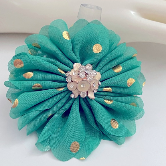 believeinhope | Accessories | Chic Teal And Gold Floral Hair Accessory ...